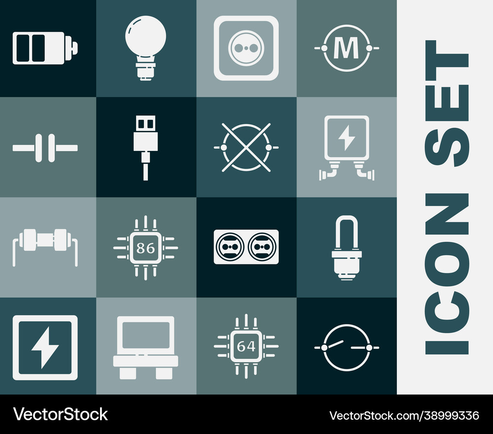Set electric circuit scheme led light bulb Vector Image