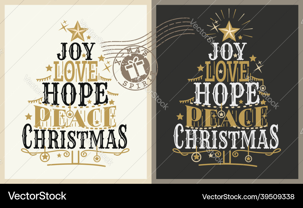 Christmas tree with lettering and elements Vector Image