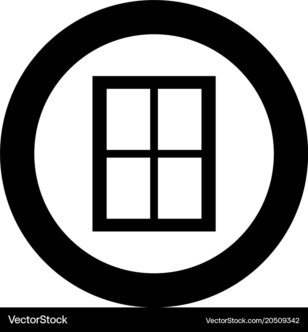 Window icon black color in circle Royalty Free Vector Image