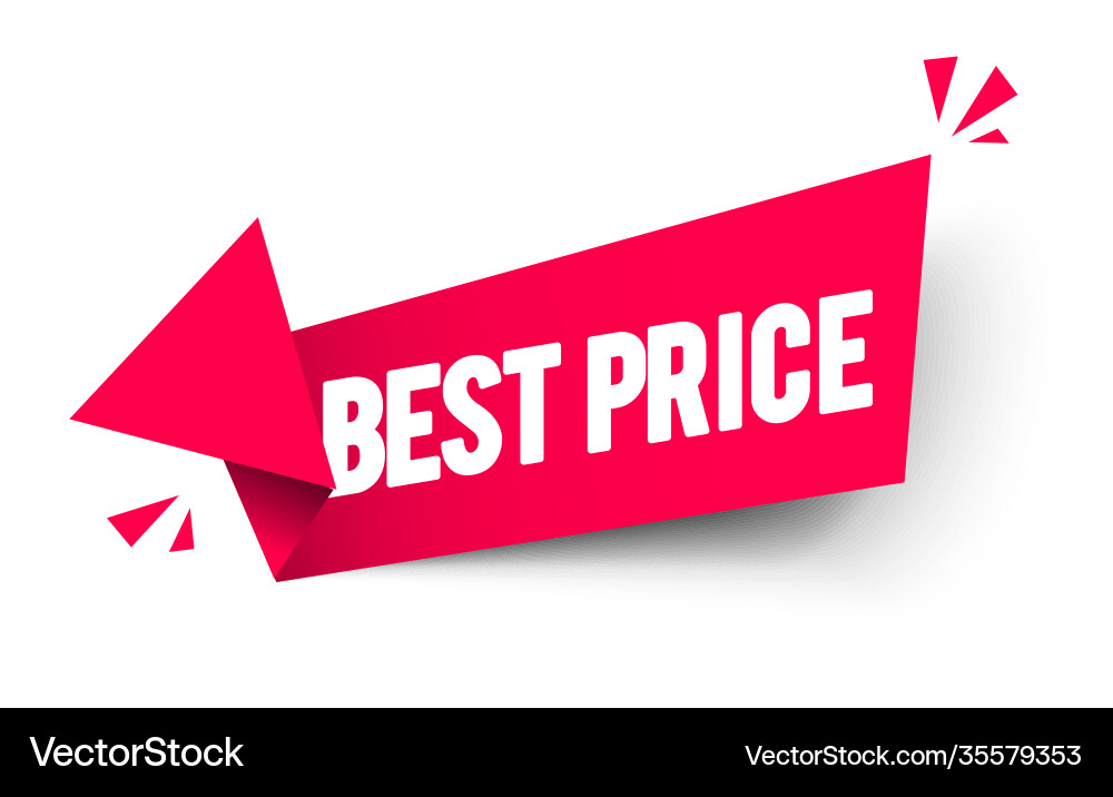 Red arrow label with text best price Royalty Free Vector