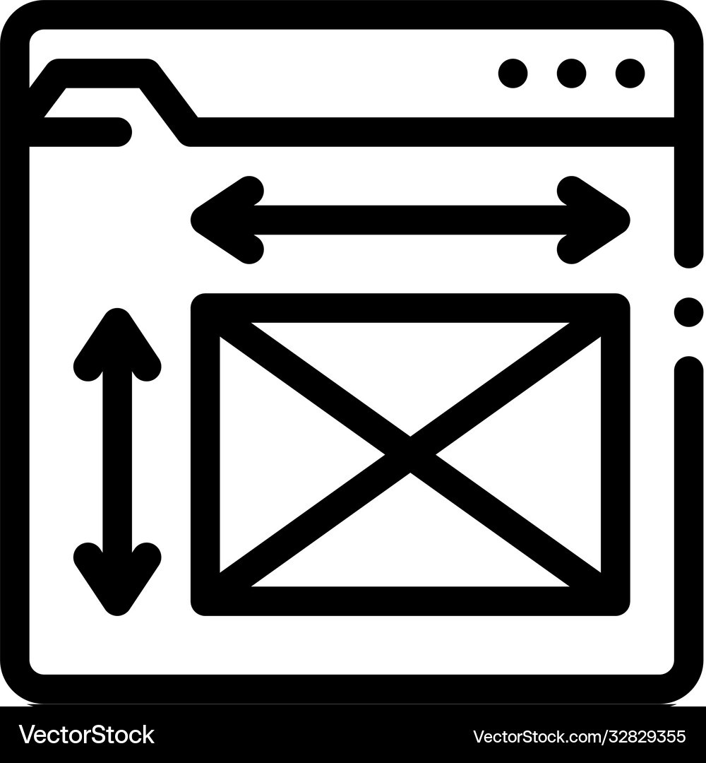 Front end web design sizes icon outline Royalty Free Vector