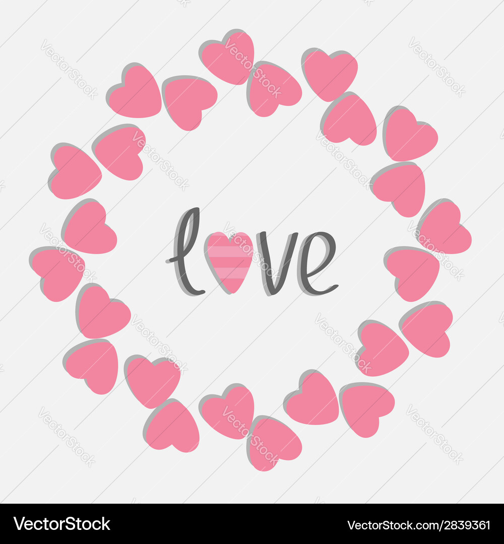 Round love frame with pink hearts isolated flat Vector Image