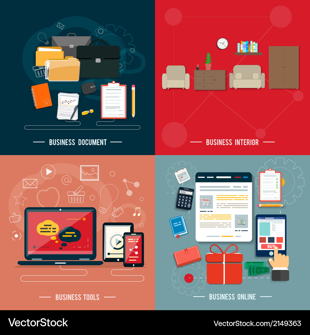 Business tools interior online documents Vector Image