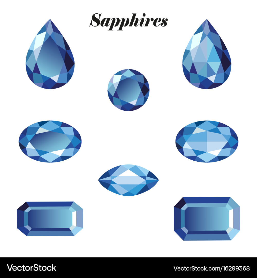 Sapphires set isolated Royalty Free Vector Image