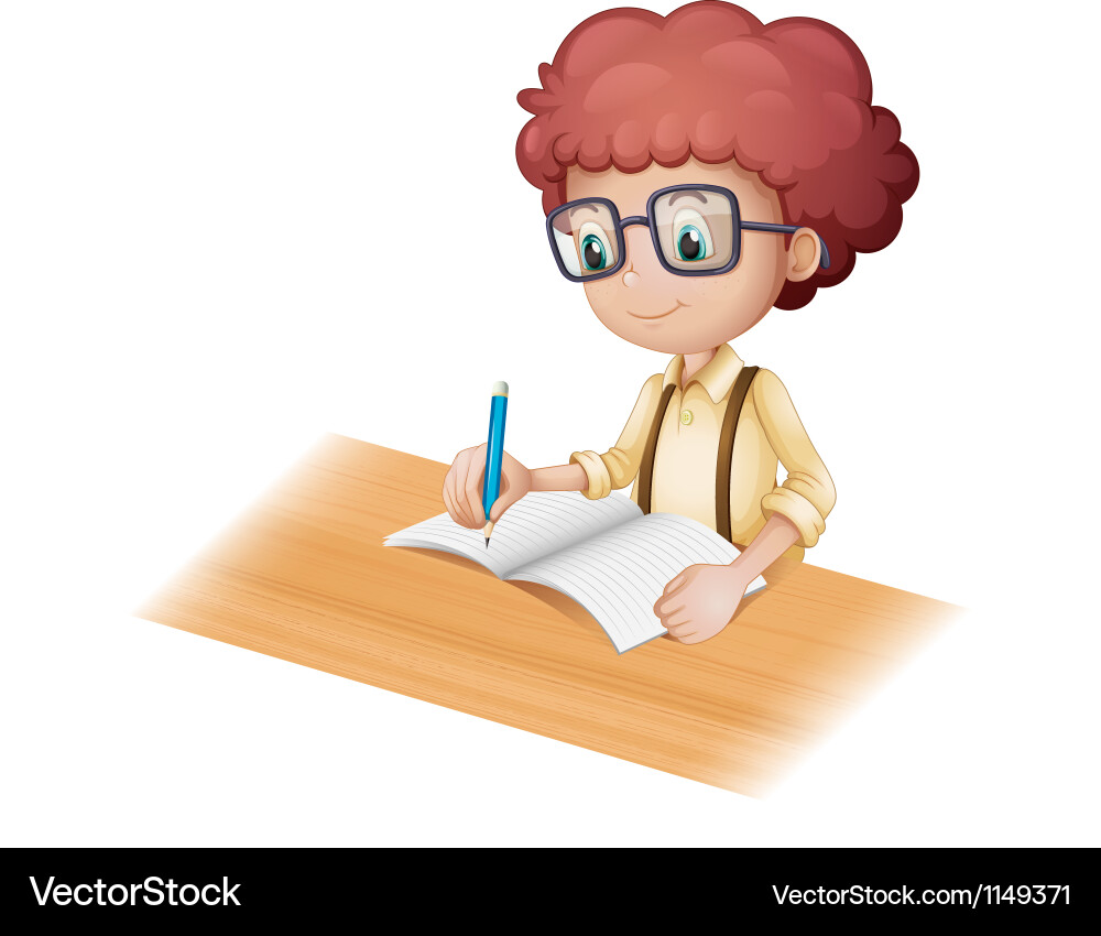 Cartoon Student Writing Royalty Free Vector Image