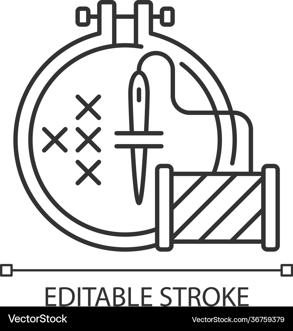 Embroidery linear icon Royalty Free Vector Image