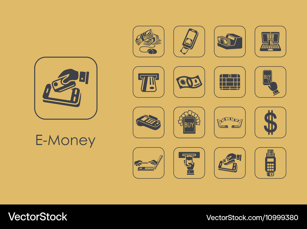 Set of e-money simple icons Royalty Free Vector Image