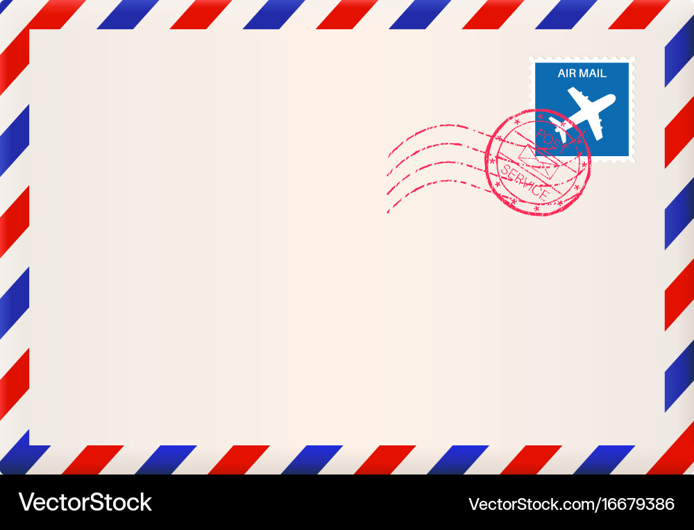 Envelope international air mail with red and blue Vector Image