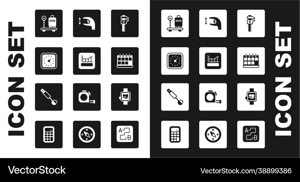 Set calliper or caliper and scale graph schedule Vector Image