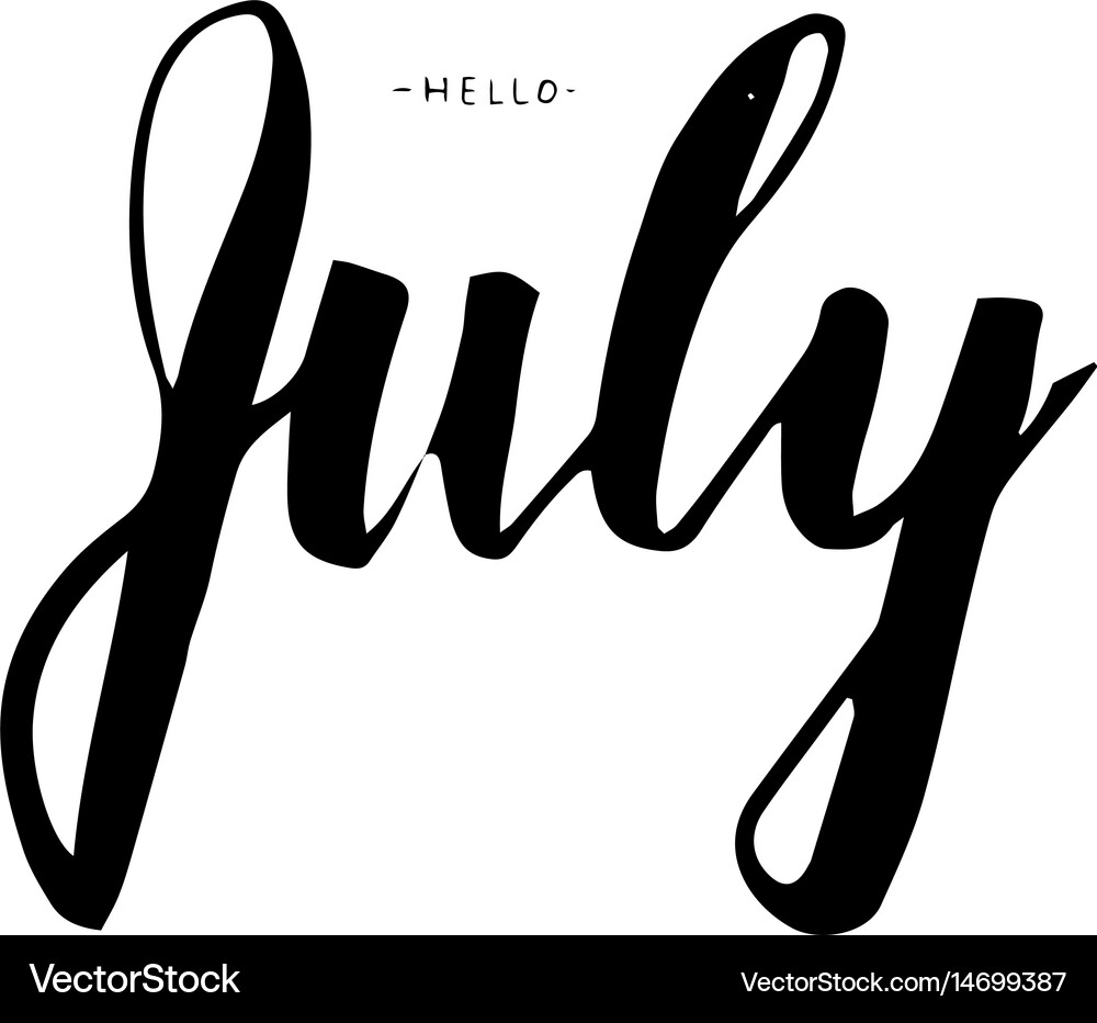 July lettering print summer Royalty Free Vector Image