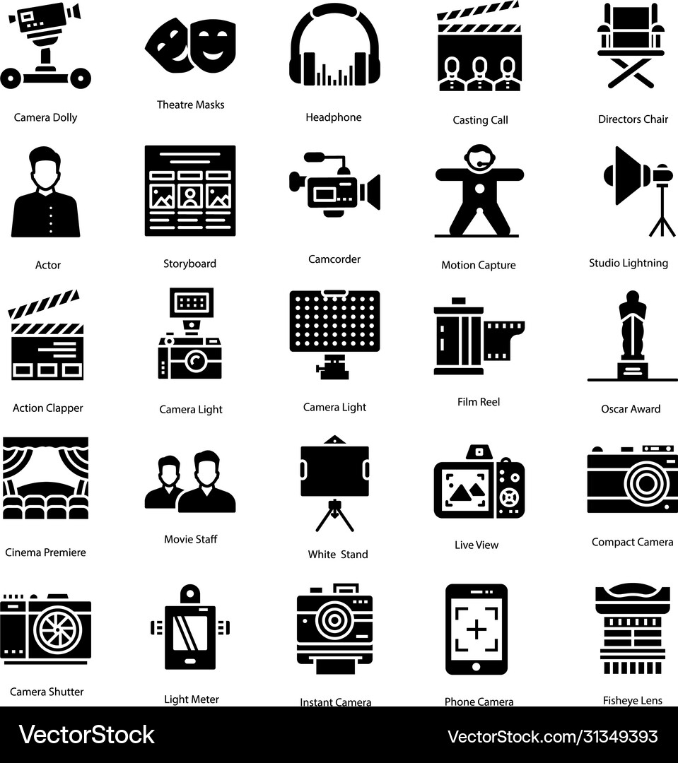 Video production icons set Royalty Free Vector Image