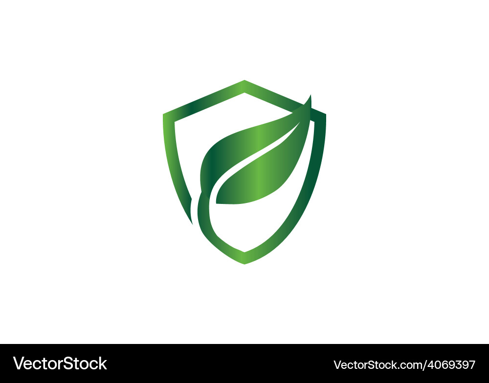 Green leaf shield ecology protection logo Vector Image