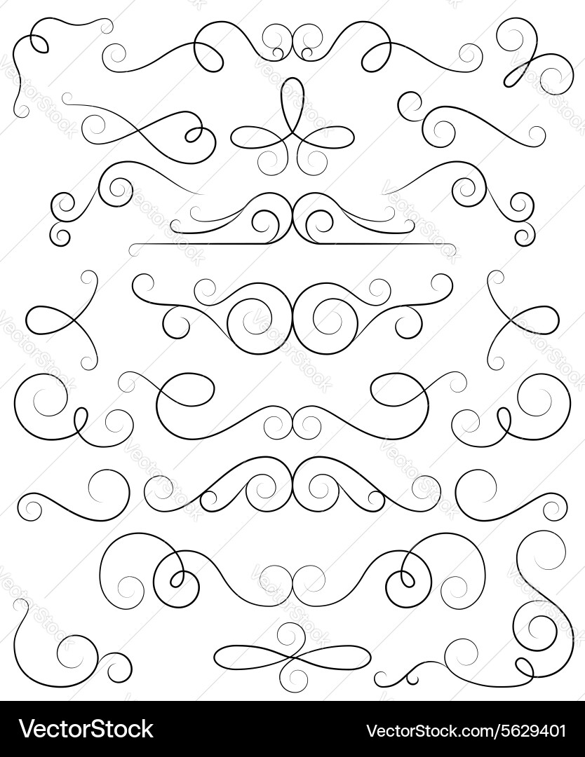 Decorative curls and swirls collection Royalty Free Vector