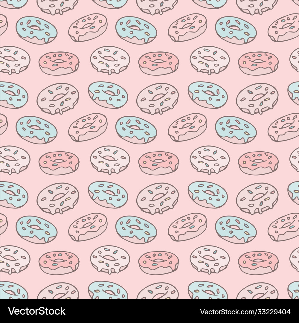 Cute pink repeat pattern with dounts Royalty Free Vector