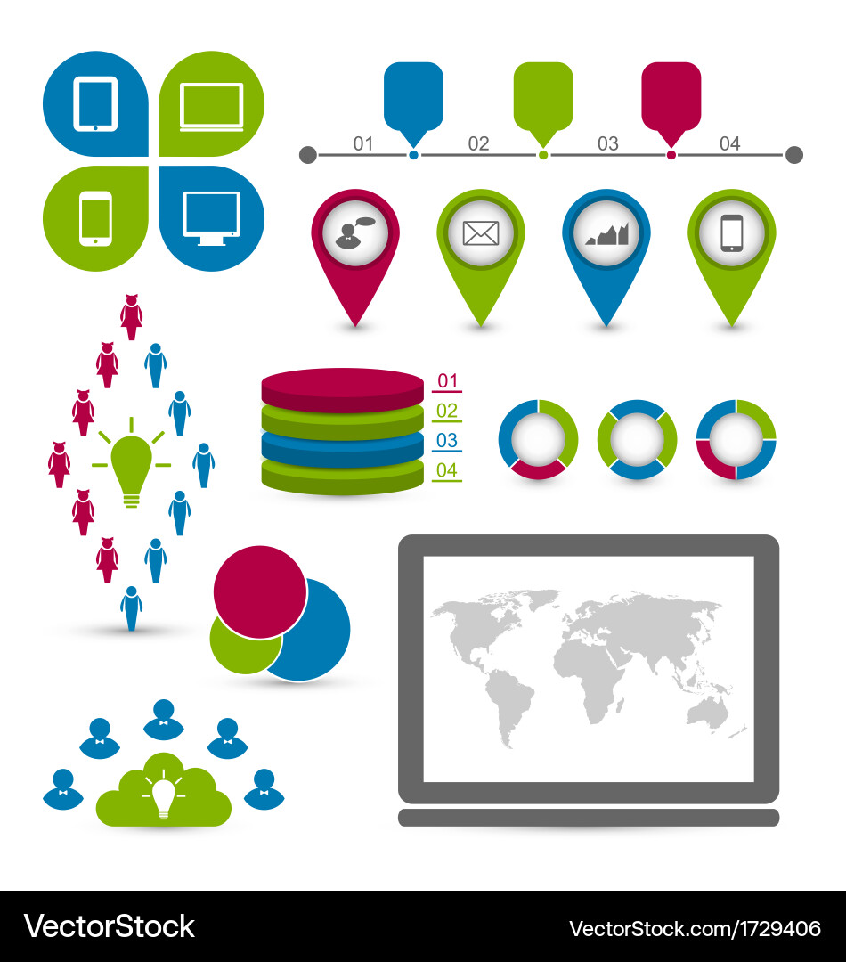 Set infographic global social group elements Vector Image