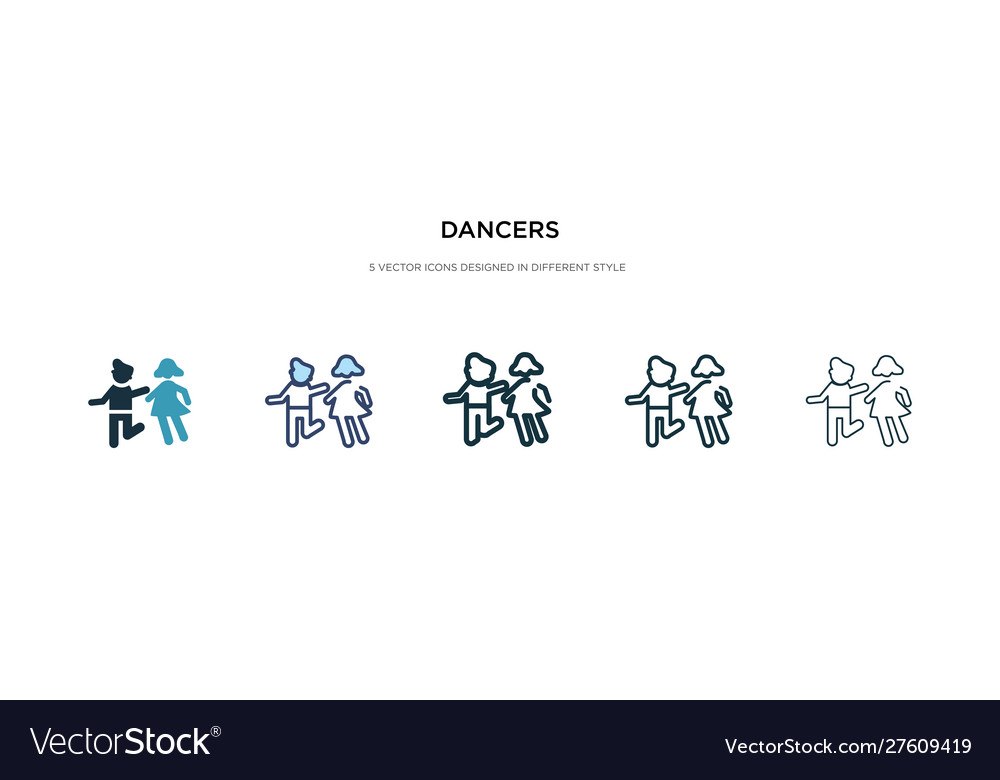 Dancers icon in different style two colored Vector Image