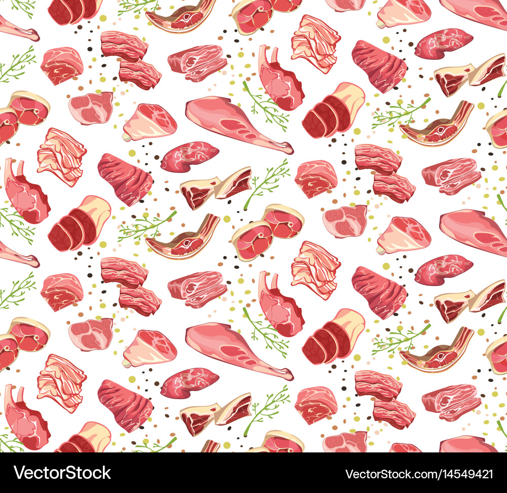 Natural cutting pork parts seamless pattern Vector Image