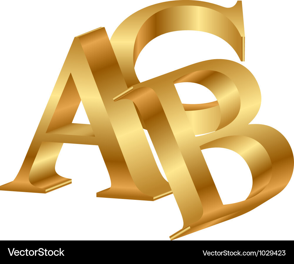 Abc gold letters Royalty Free Vector Image - VectorStock