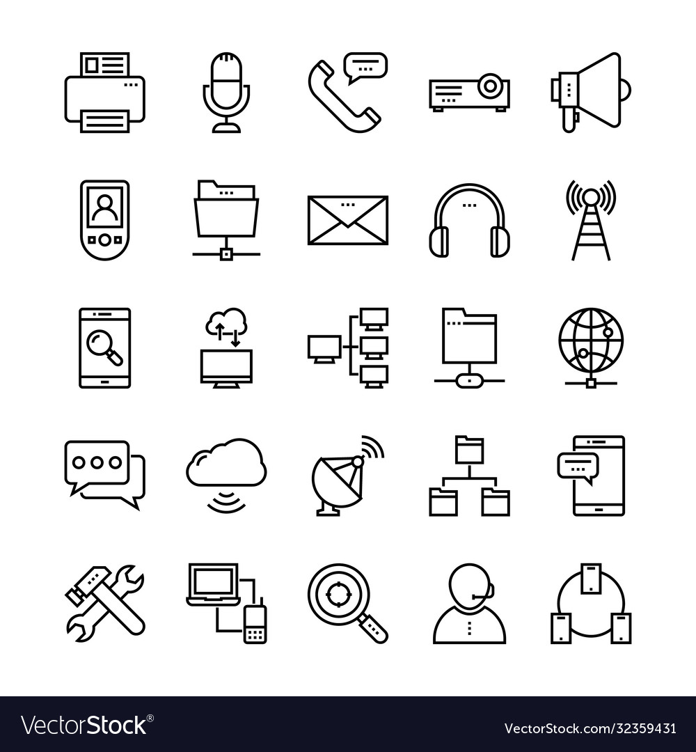 Network and communication icons 3 Royalty Free Vector Image