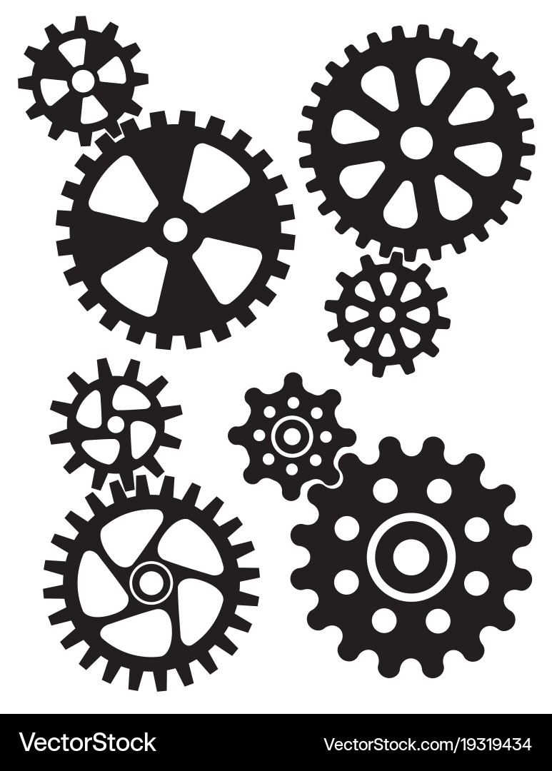 Cogs and gears interlocking design Royalty Free Vector Image