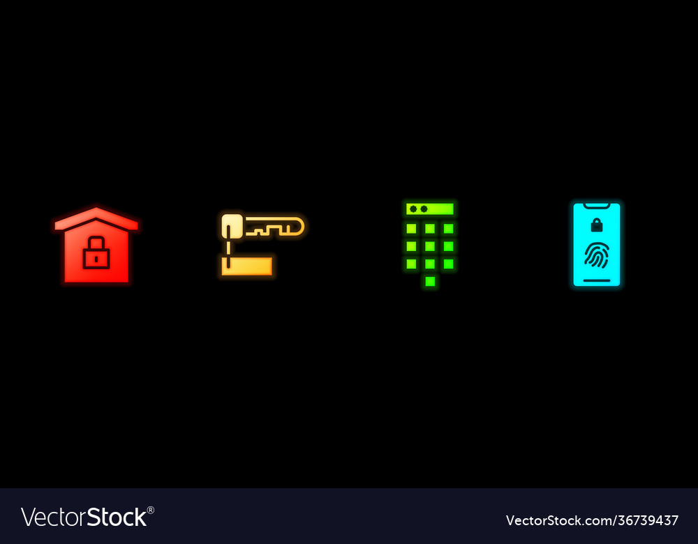 Set House Under Protection Marked Key Password Vector Image