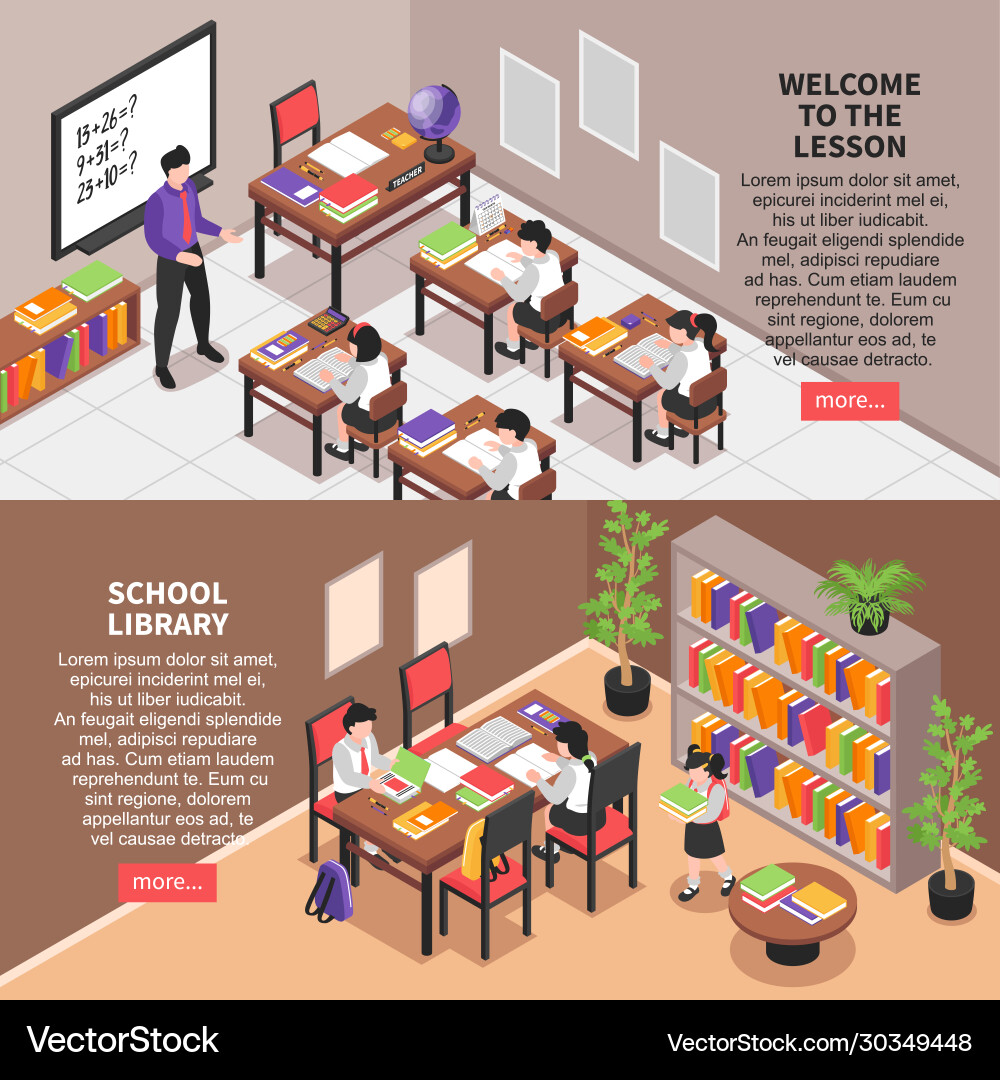 School horizontal banners set Royalty Free Vector Image