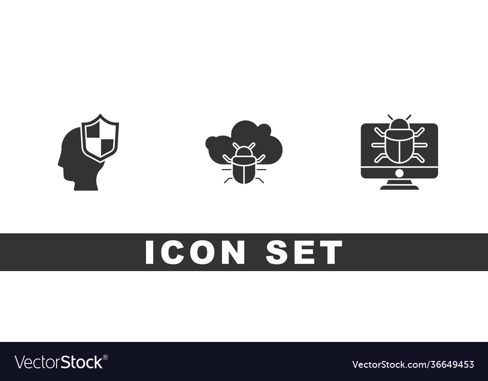 Set head with shield system bug on cloud Vector Image Set head with shield system bug on cloud Vector Image