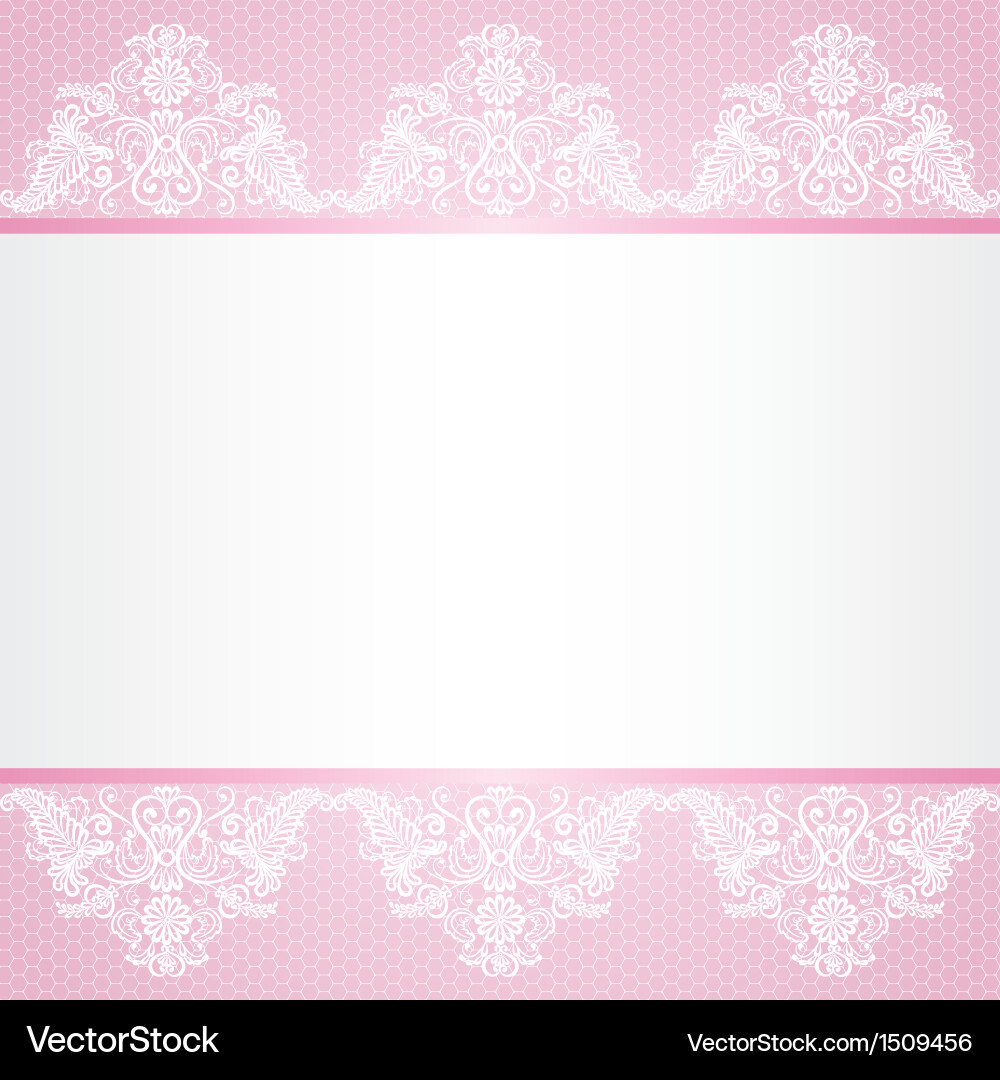 Lace floral lace border on pink background Royalty Free Vector Image ...