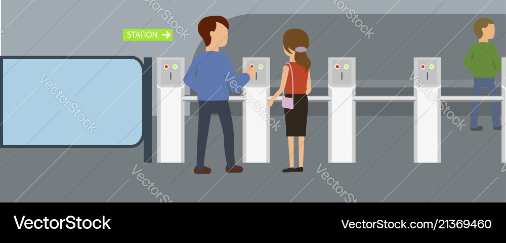 Enter metro ticket banner horizontal flat style Vector Image