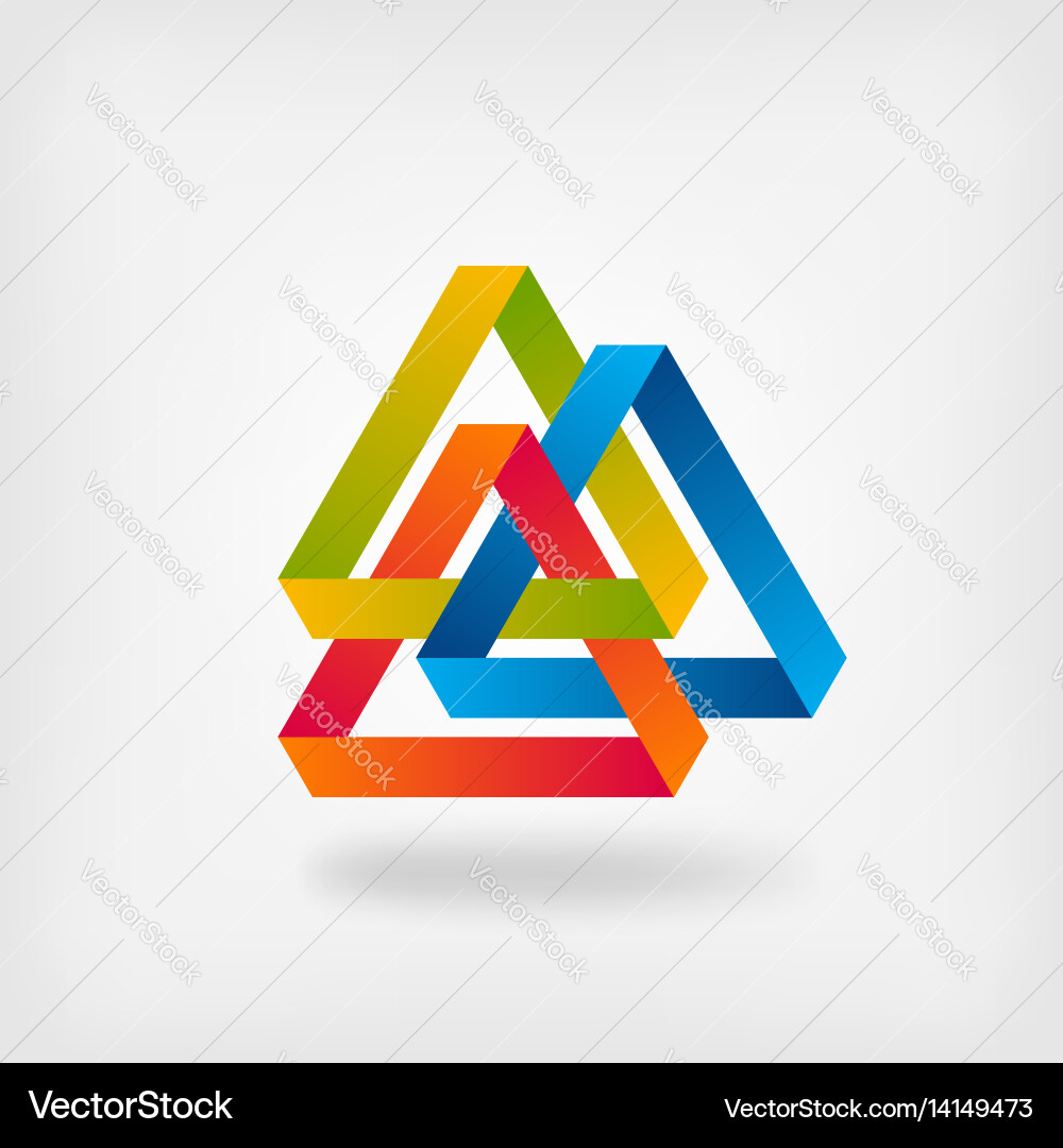 Three color interlocked triangles Royalty Free Vector Image