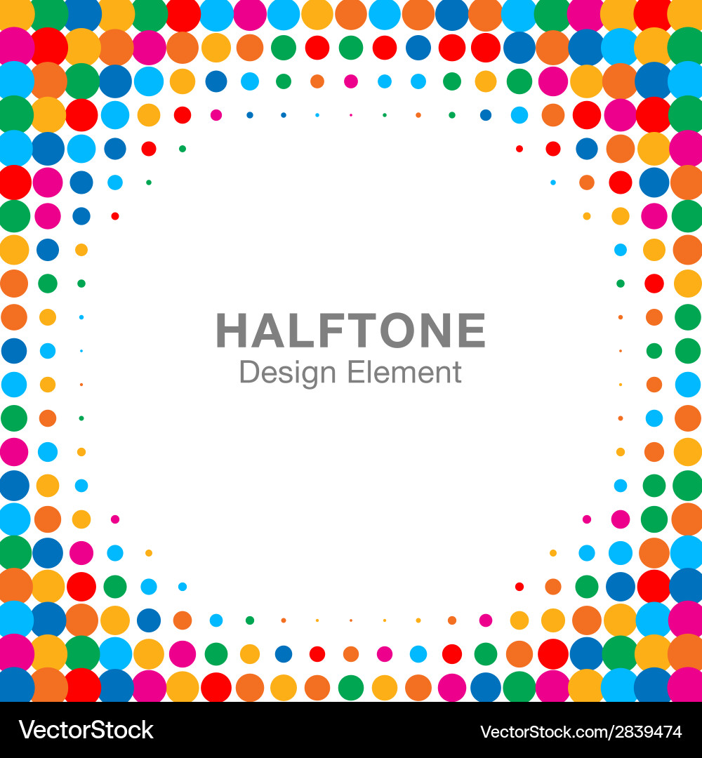 Colorful bright abstract halftone frame Royalty Free Vector
