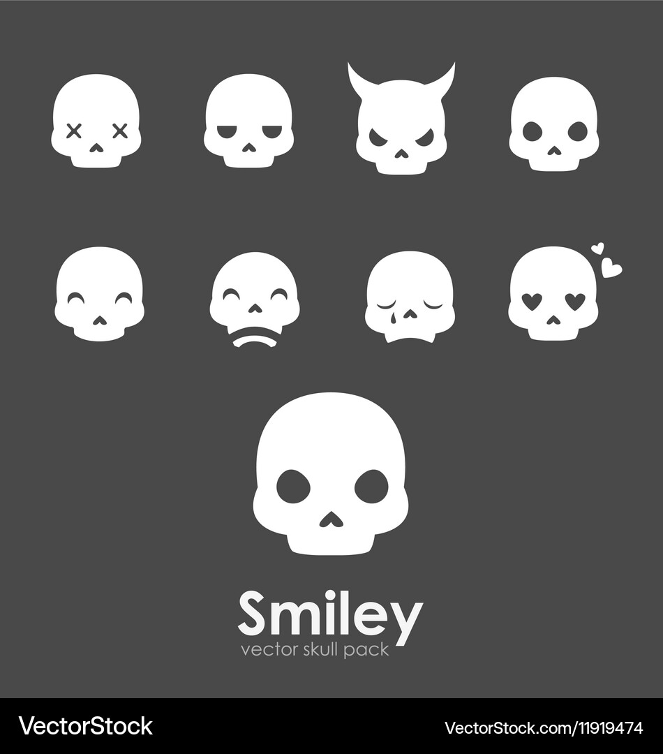 Smiley skull emoji Royalty Free Vector Image - VectorStock