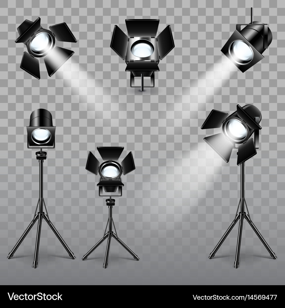 Realistic spotlight set Royalty Free Vector Image