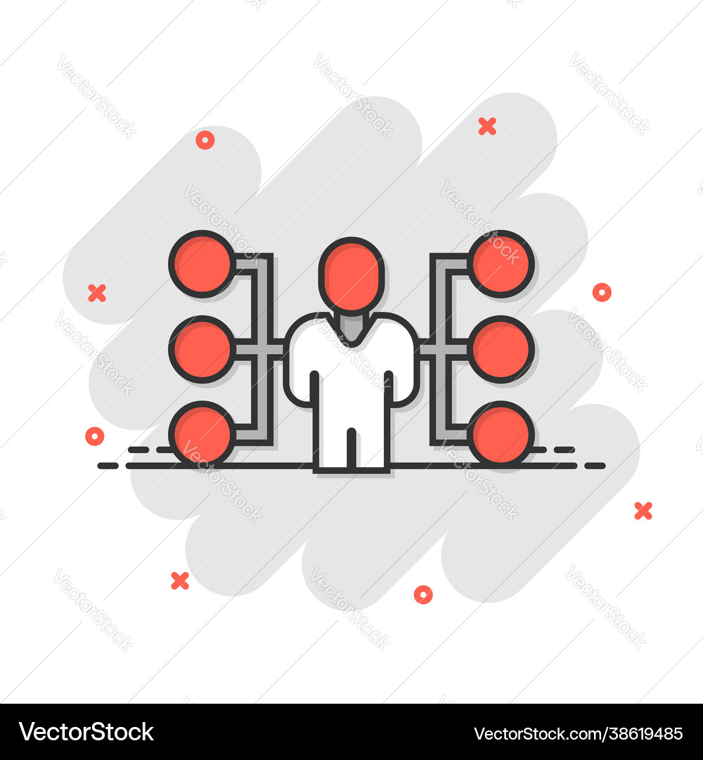 Corporate organization chart people icon in comic Vector Image