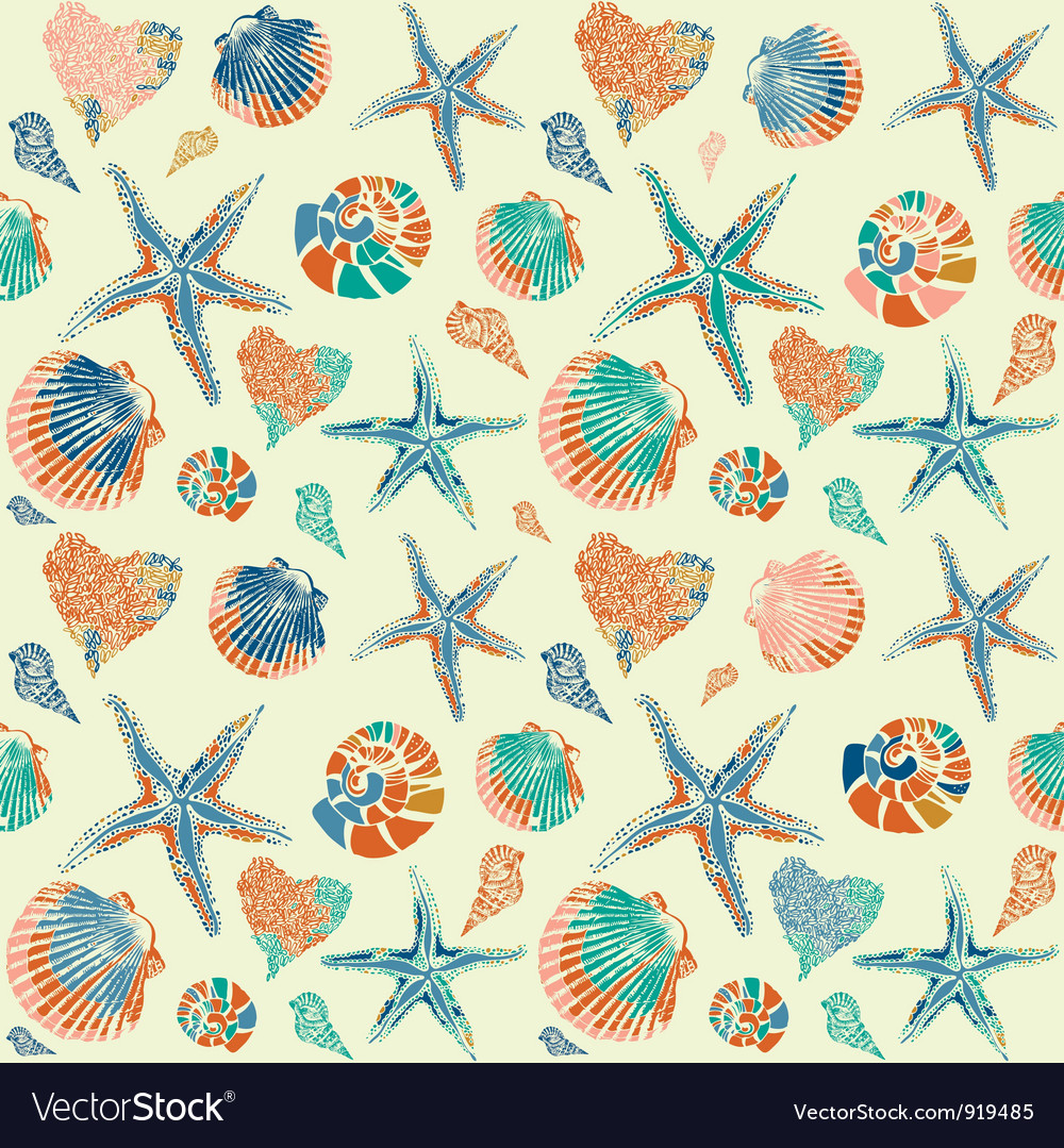 Seashells Pattern Background Royalty Free Vector Image