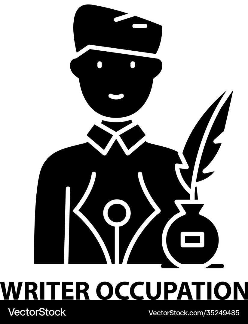 Writer occupation icon black sign Royalty Free Vector Image