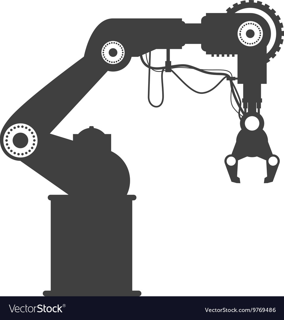 Robot arm icon Machine design graphic Royalty Free Vector