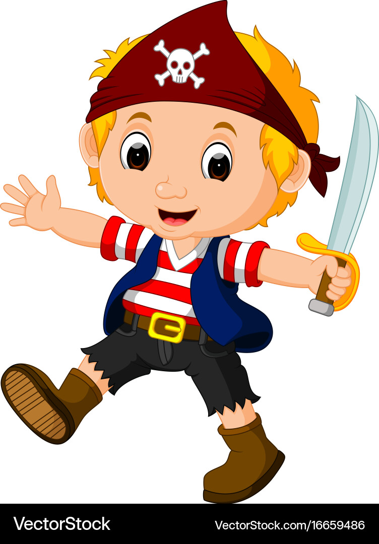 Kid boy pirate cartoon Royalty Free Vector Image