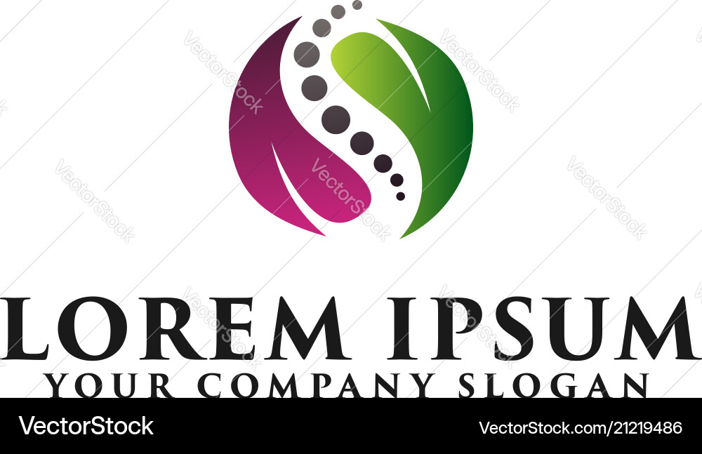 Spinal column with leaf logo medicine pharmacy Vector Image