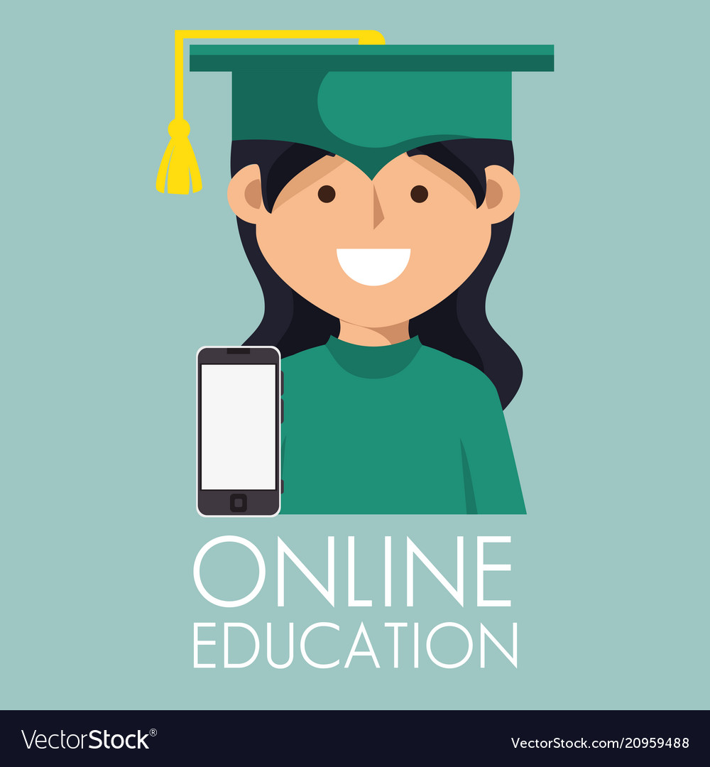 On line education with graduated avatar Royalty Free Vector