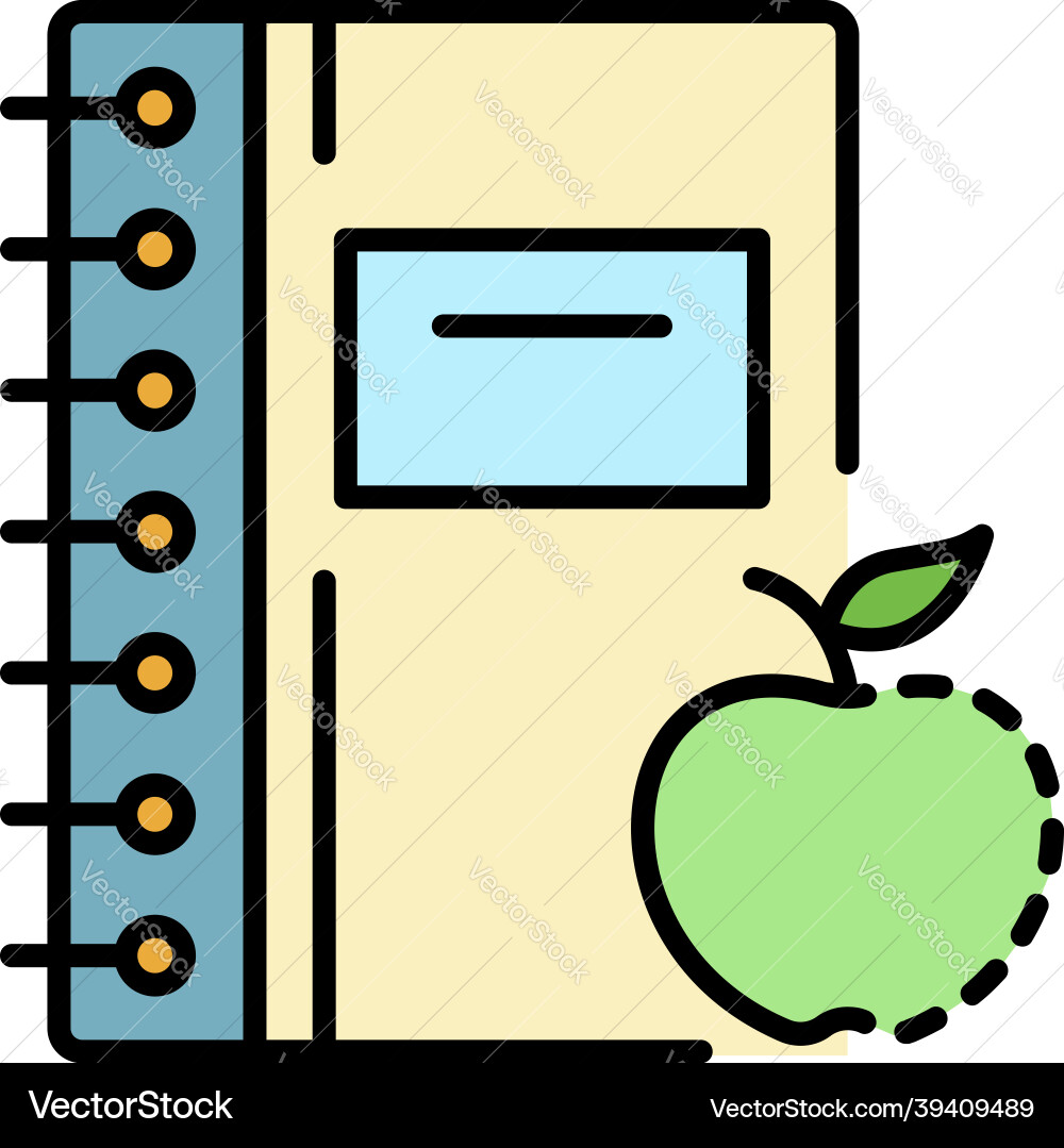 Homework clean notebook icon color outline Vector Image
