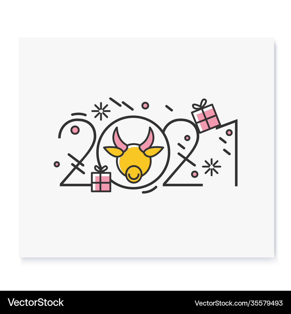 New year 2021 color icon Royalty Free Vector Image