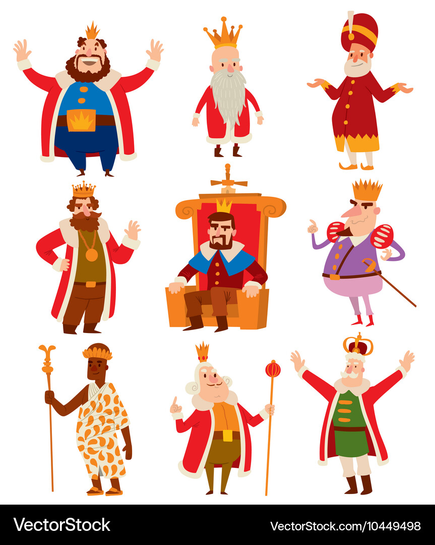 Kings cartoon set Royalty Free Vector Image - VectorStock