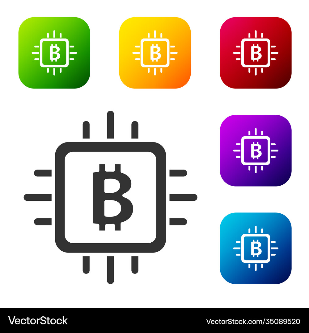 Black cpu mining farm icon isolated on white Vector Image