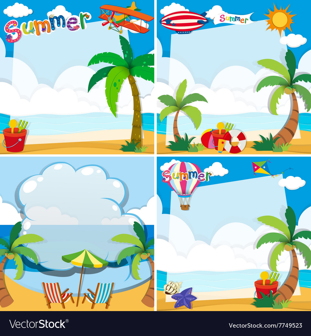 Border design with summer theme Royalty Free Vector Image