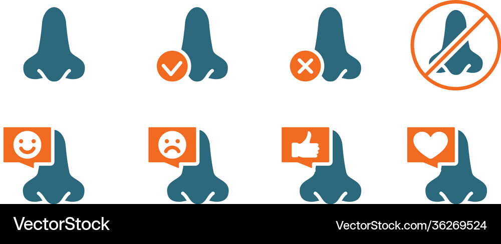 Set human nose colored icon healthy olfactor Vector Image