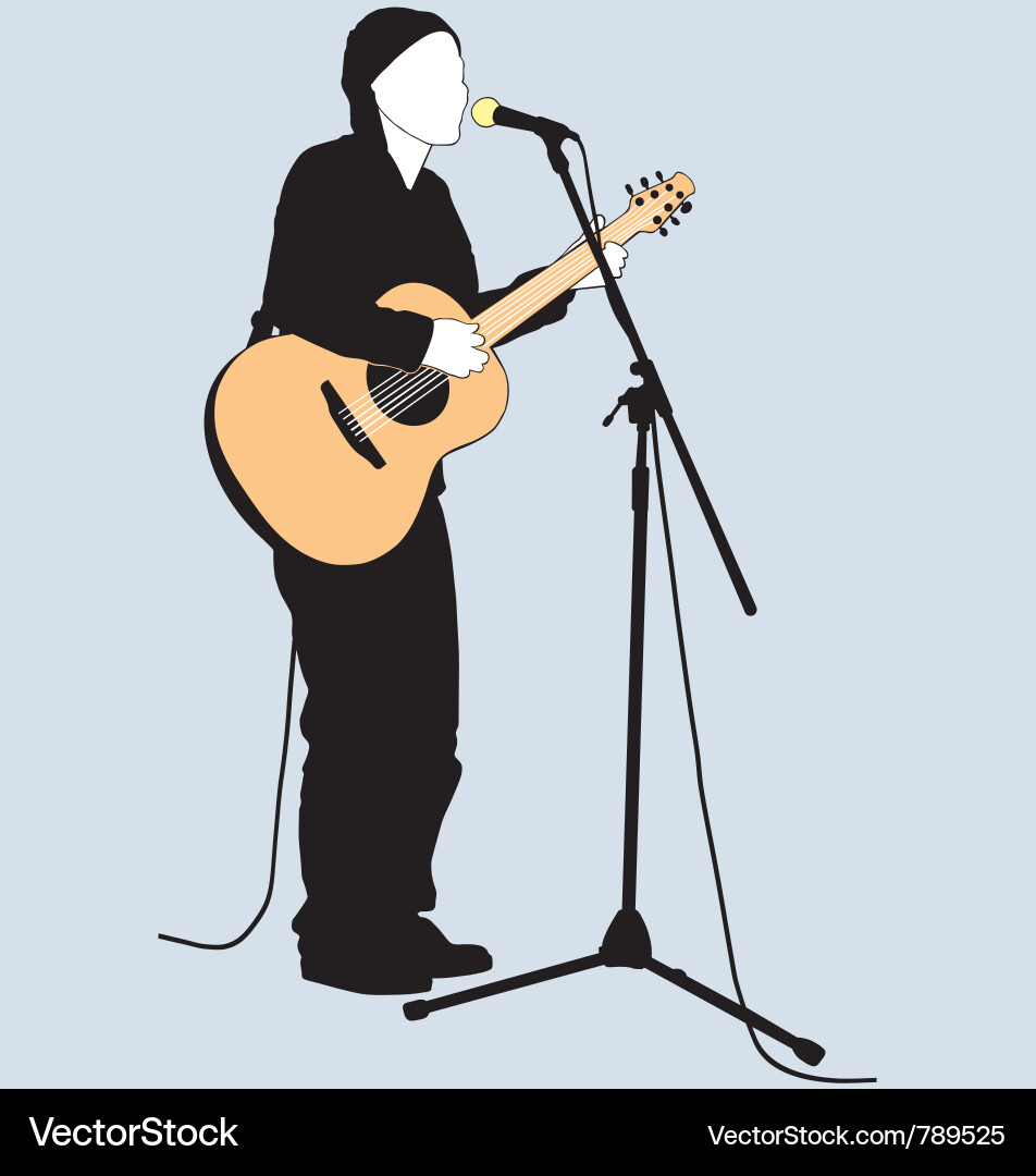Busker silhouette Royalty Free Vector Image - VectorStock