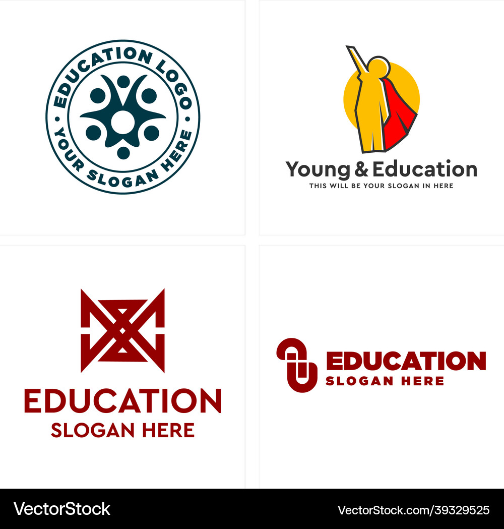 Kids education emblem logo design Royalty Free Vector Image