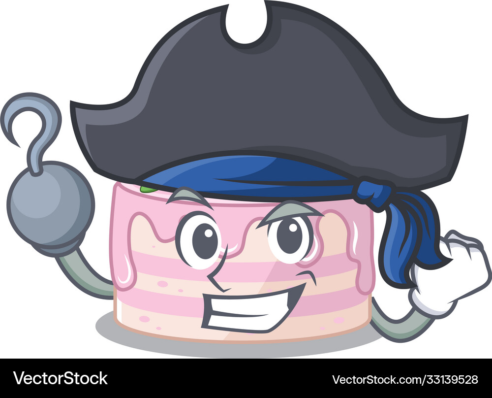 Cute strawberry cake mascot design with a hat Vector Image