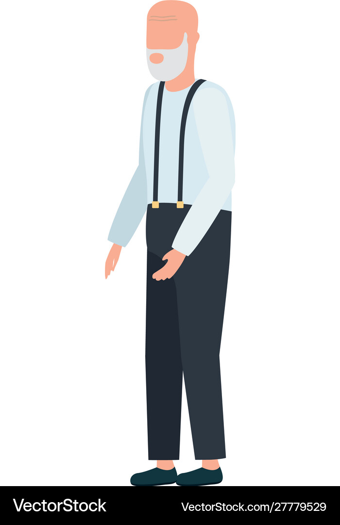 Cute old man comic character Royalty Free Vector Image